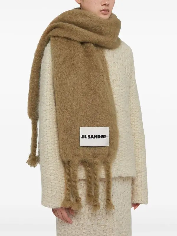 JIL SANDER Fringed Brushed Scarf - Brown