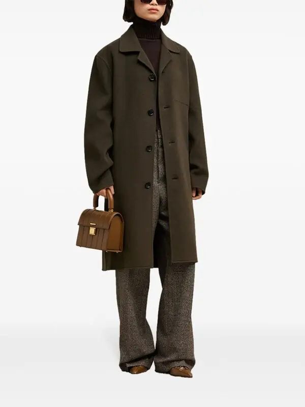 AMI Paris Single-breasted Felted Coat - Brown