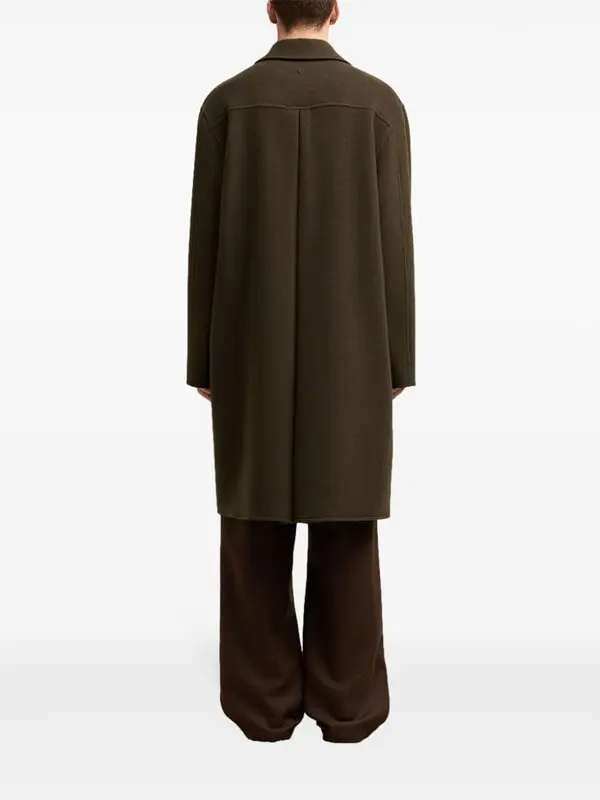 AMI Paris Single-breasted Felted Coat - Brown