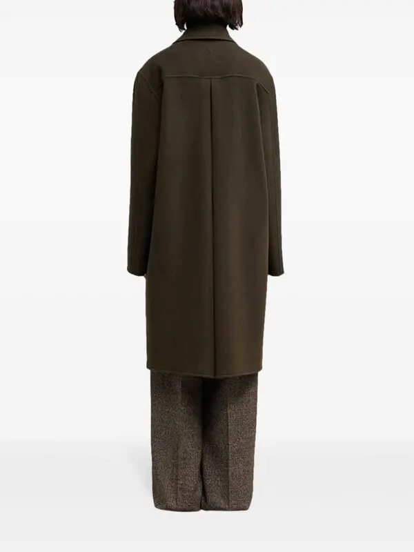 AMI Paris Single-breasted Felted Coat - Brown