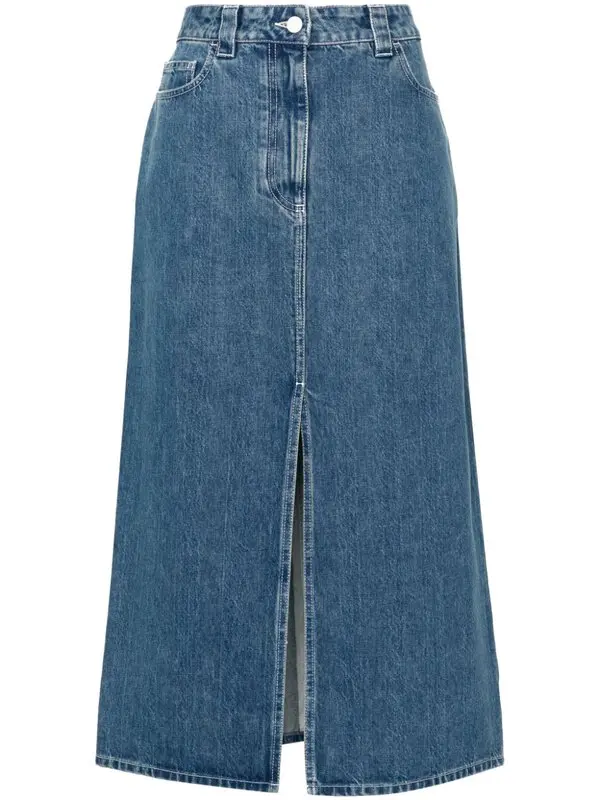 Sunnei Logo-patch Denim Skirt - Blue