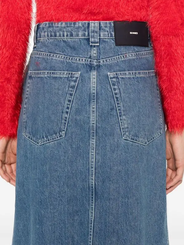Sunnei Logo-patch Denim Skirt - Blue