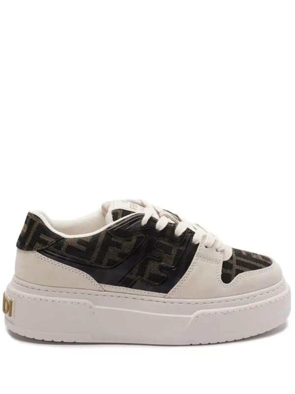 Fendi Zucca-motif Panelled Sneakers - Brown