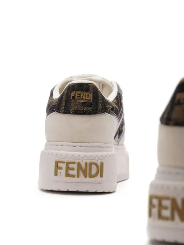 Fendi Zucca-motif Panelled Sneakers - Brown