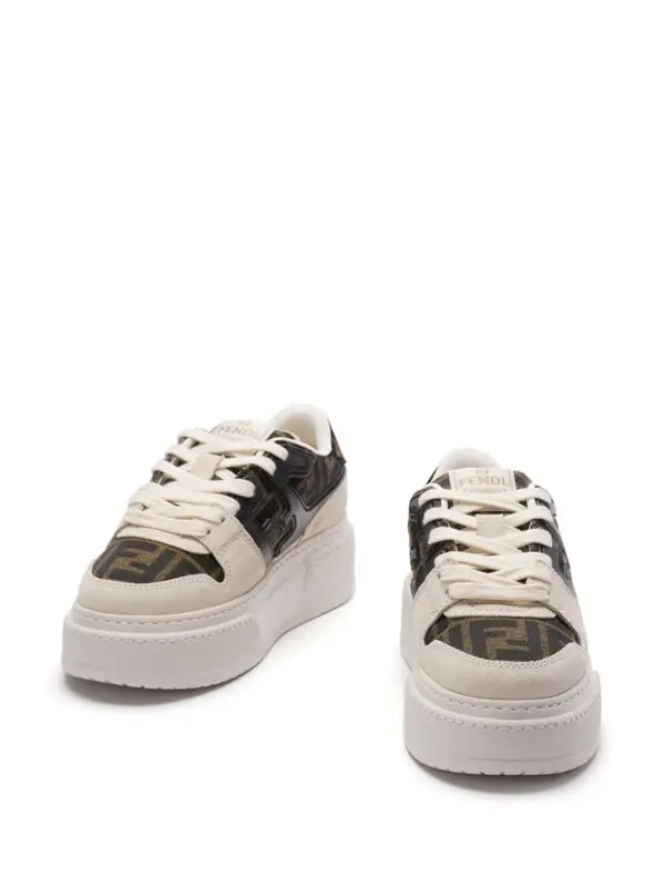 Fendi Zucca-motif Panelled Sneakers - Brown