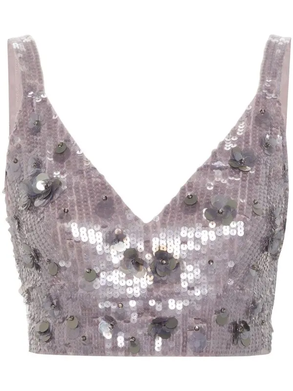 P.a.r.o.s.h Sequinned Top - Grey