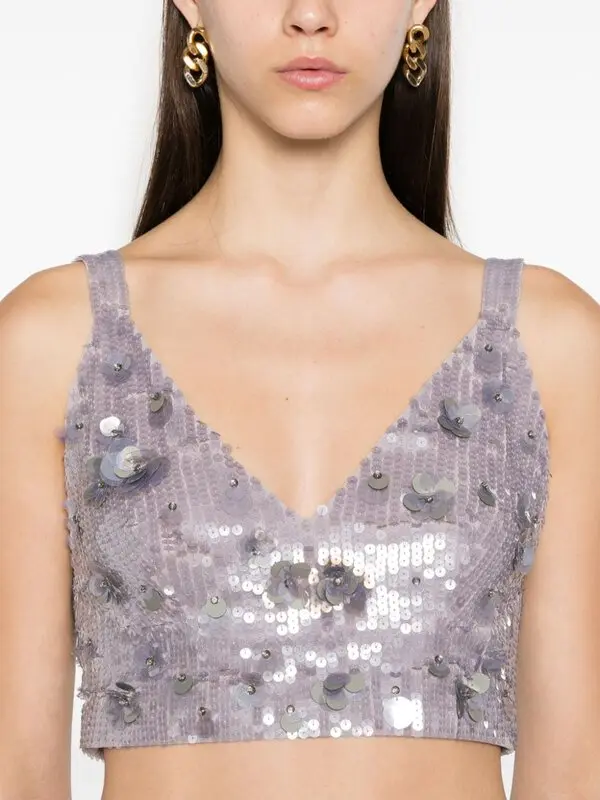 P.a.r.o.s.h Sequinned Top - Grey