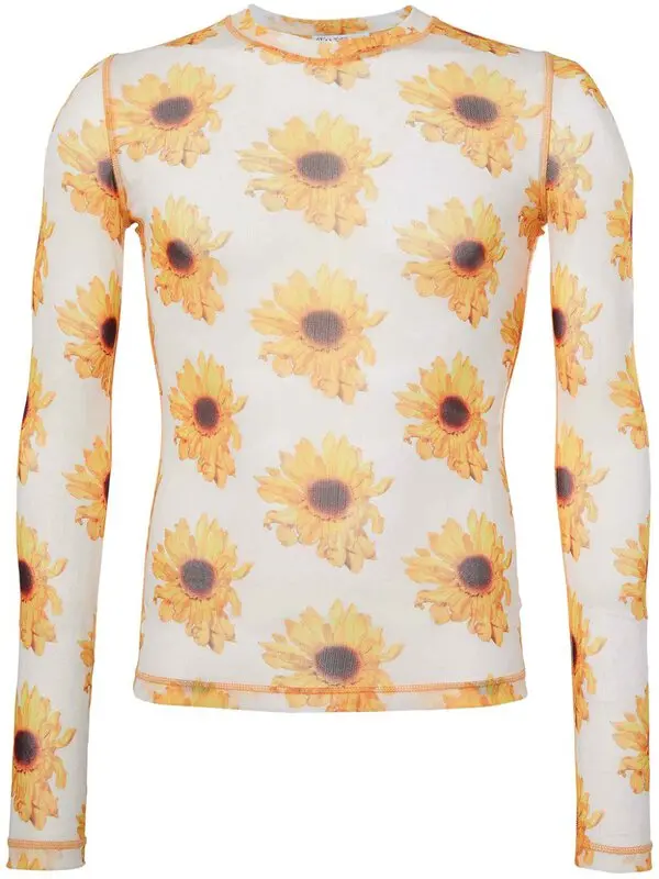 JW Anderson Floral-print Sheer Top - White