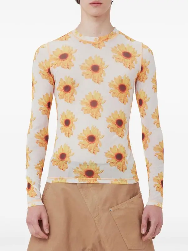 JW Anderson Floral-print Sheer Top - White