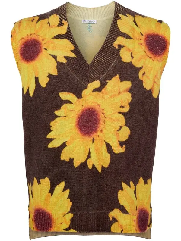 JW Anderson Knitted Floral Vest - Brown