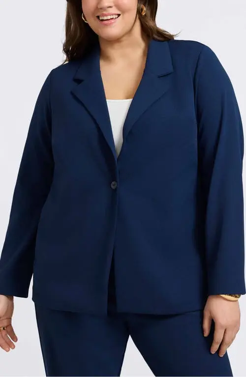 Foxcroft Morgan Crepe Knit Blazer - Navy