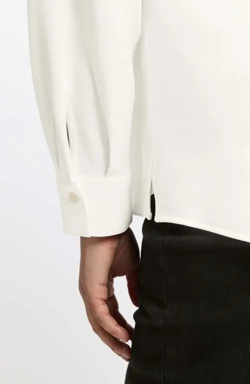Foxcroft Mary Crepe Knit Button-up Shirt