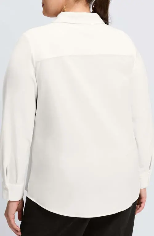 Foxcroft Mary Crepe Knit Button-up Shirt