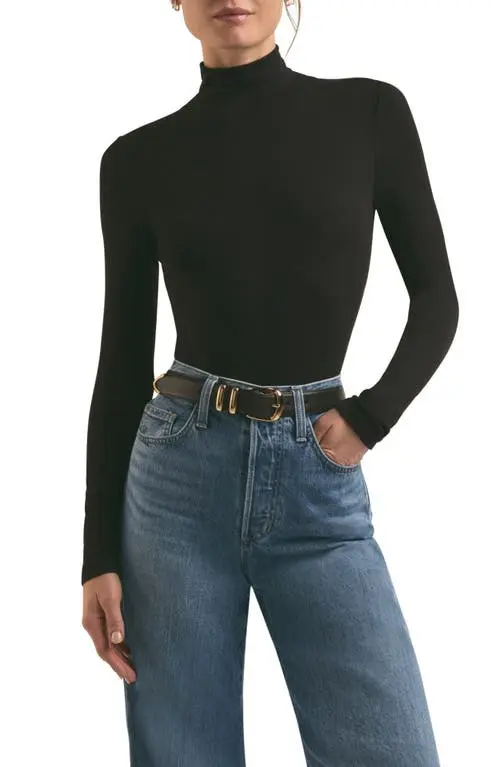 FAVORITE DAUGHTER Long Sleeve Ribbed Mock Neck Top