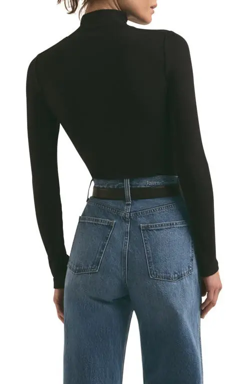 FAVORITE DAUGHTER Long Sleeve Ribbed Mock Neck Top