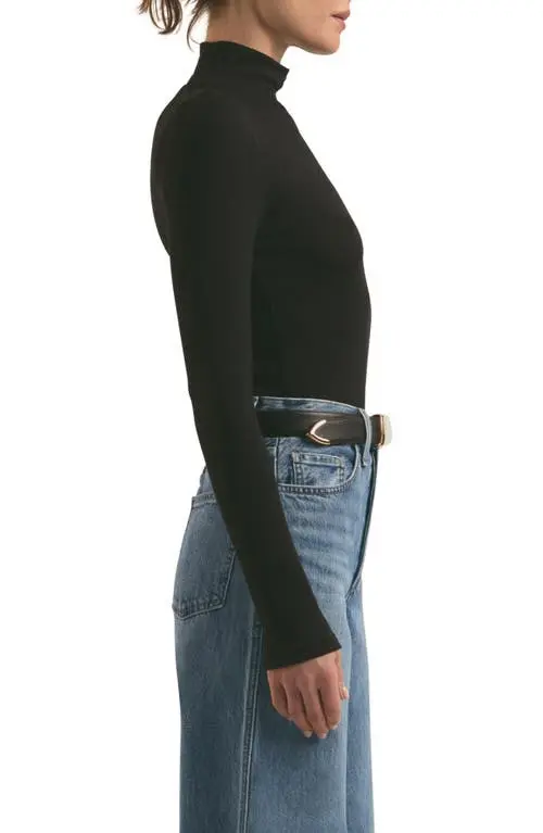 FAVORITE DAUGHTER Long Sleeve Ribbed Mock Neck Top