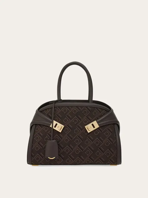 FERRAGAMO Monogram Hug Handbag - Brown