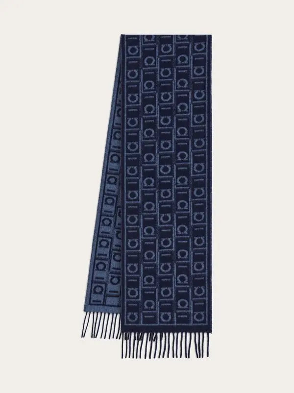 FERRAGAMO Monogram Scarf - Blue