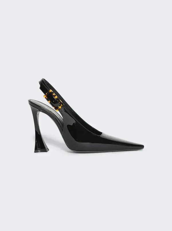 Saint Laurent Patent Leather Dune Slingback Pumps - Black