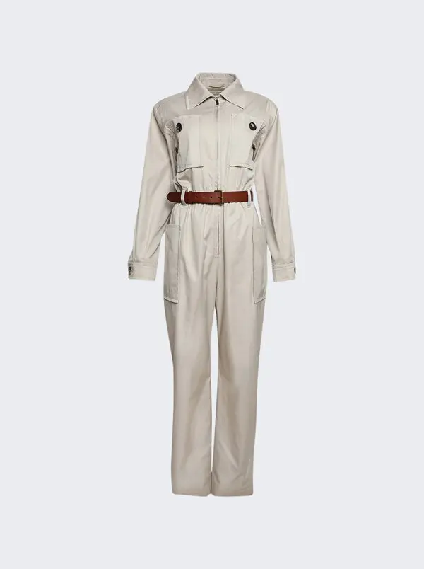 Saint Laurent Cotton Twill Jumpsuit - Beige