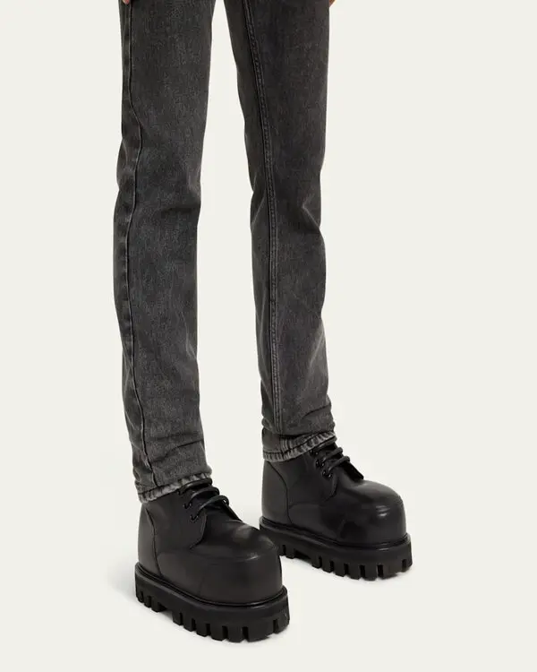 Alexander Mcqueen Leather Lace-Up Parachute Boots - Black