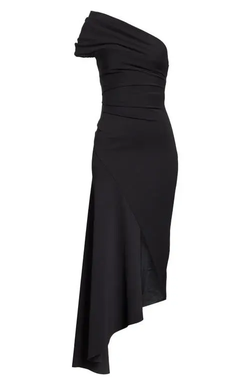 Oscar De La Renta Asymmetrical One-Shoulder Dress - Black | Editorialist