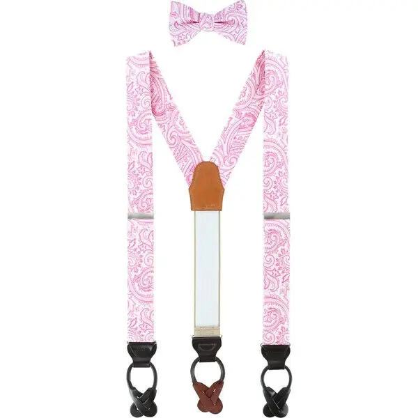 Trafalgar Sobee Paisley Silk Brace And Bow Tie Set - Pink