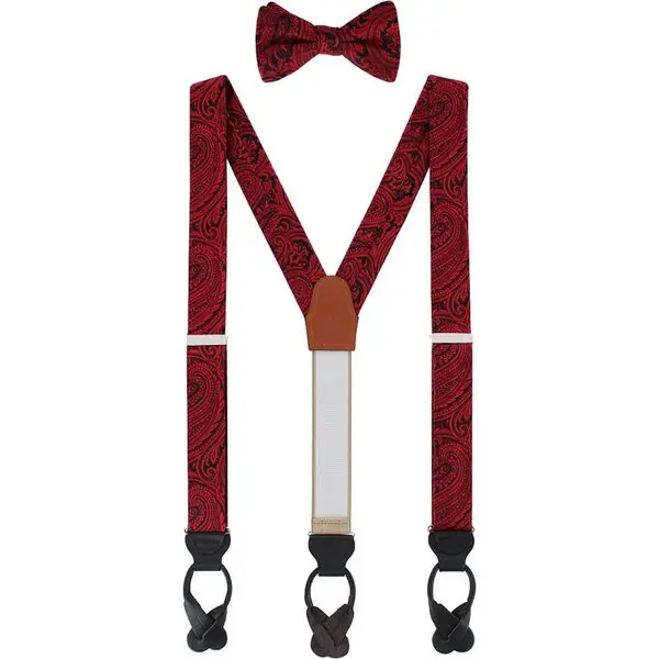 Trafalgar Sobee Paisley Silk Brace And Bow Tie Set - Red