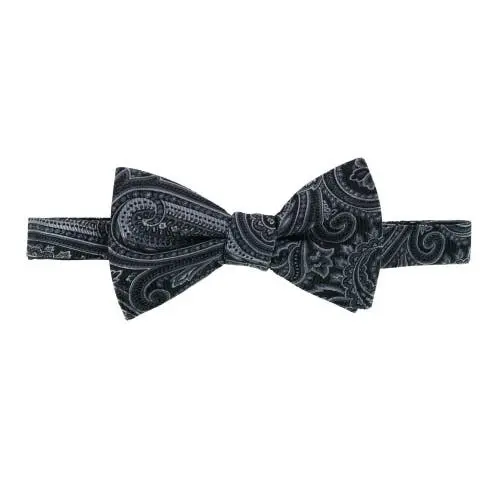 Trafalgar Sobee Paisley Silk Bow Tie & Pocket Square Set - Black