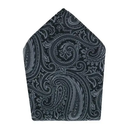 Trafalgar Sobee Paisley Silk Bow Tie & Pocket Square Set - Black