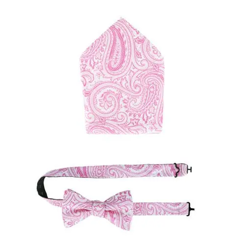 Trafalgar Sobee Paisley Silk Bow Tie & Pocket Square Set - Pink