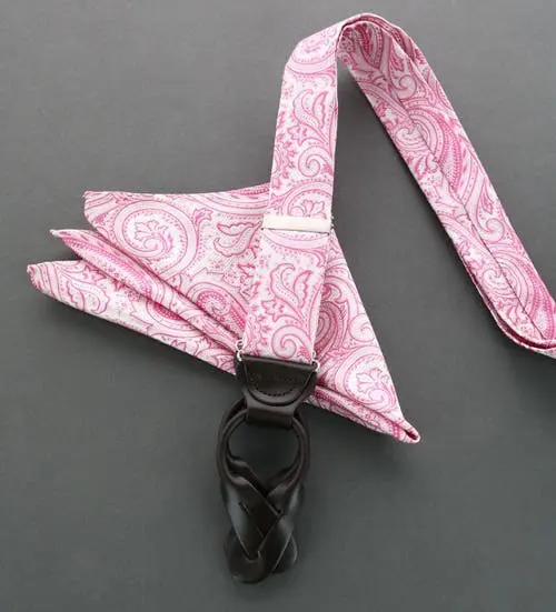 Trafalgar Sobee Paisley Silk Brace And Pocket Square Set - Pink