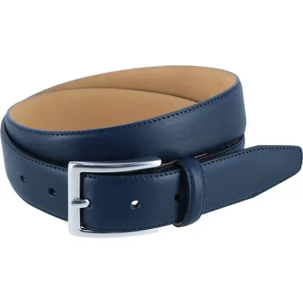 Trafalgar Orion Smooth Calfskin 35mm Leather Belt - Navy