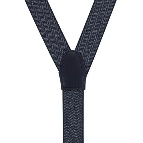 Trafalgar Silas Classic Herringbone Elastic Button End Suspender - Black