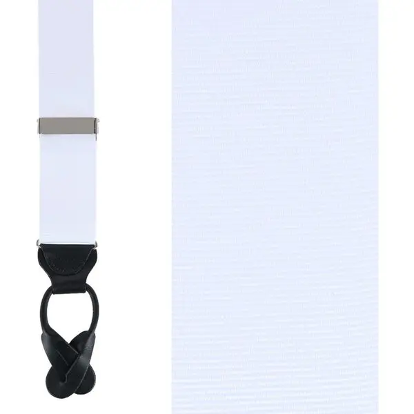 Trafalgar Phoenix 38mm Grosgrain Button End Suspenders - White
