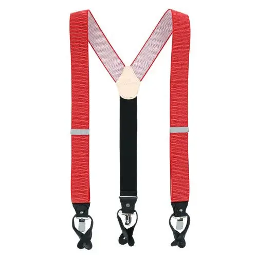 Trafalgar Napier Elastic Convertible End Suspenders - Red