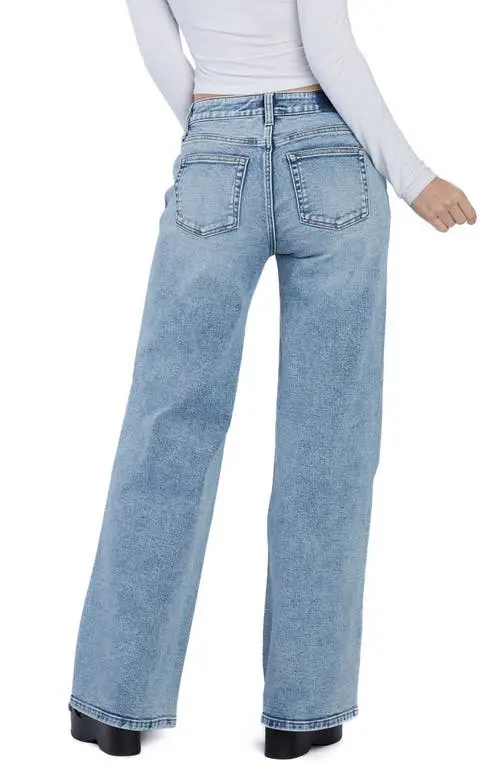 HINT OF BLU Torn Ripped Wide Leg Jeans - Blue
