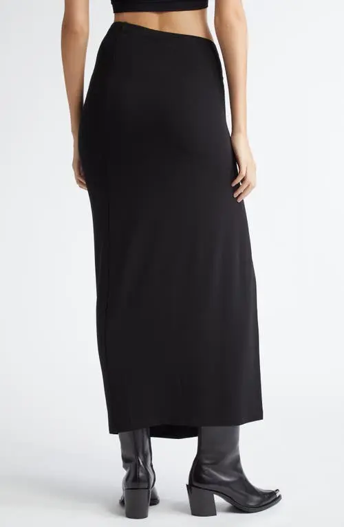 Rabanne Ruched Jersey Midi Skirt - Black