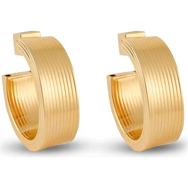 IVI LOS ANGELES Medium Signora Hollow Hoop Earrings - Yellow Gold