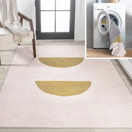 JONATHAN Y Luola Minimalist Geometric Machine-washable Area Rug - Cream/moss