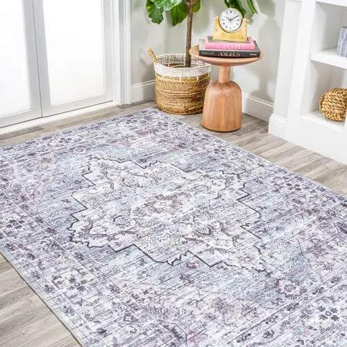 JONATHAN Y Didim Boho Medallion Machine-washable Area Rug - Gray/purple