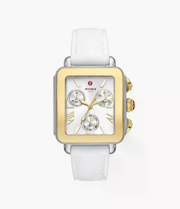 Michele Deco Sport Chronograph Gold-plated Watch - White