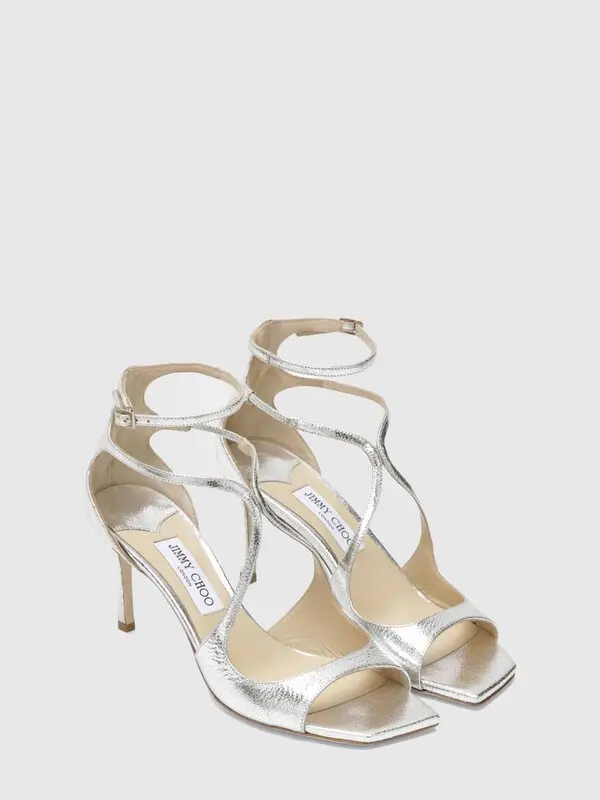 JIMMY CHOO Azia Laminated Leather Stiletto Sandals