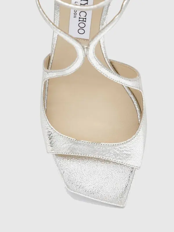 JIMMY CHOO Azia Laminated Leather Stiletto Sandals