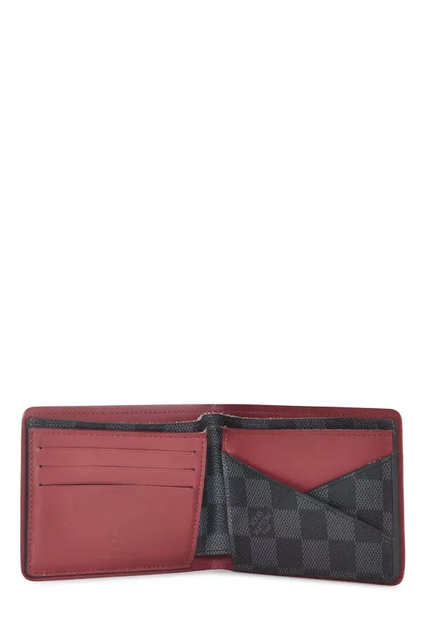 LOUIS VUITTON Damier Graphite Multiple Wallet - Red