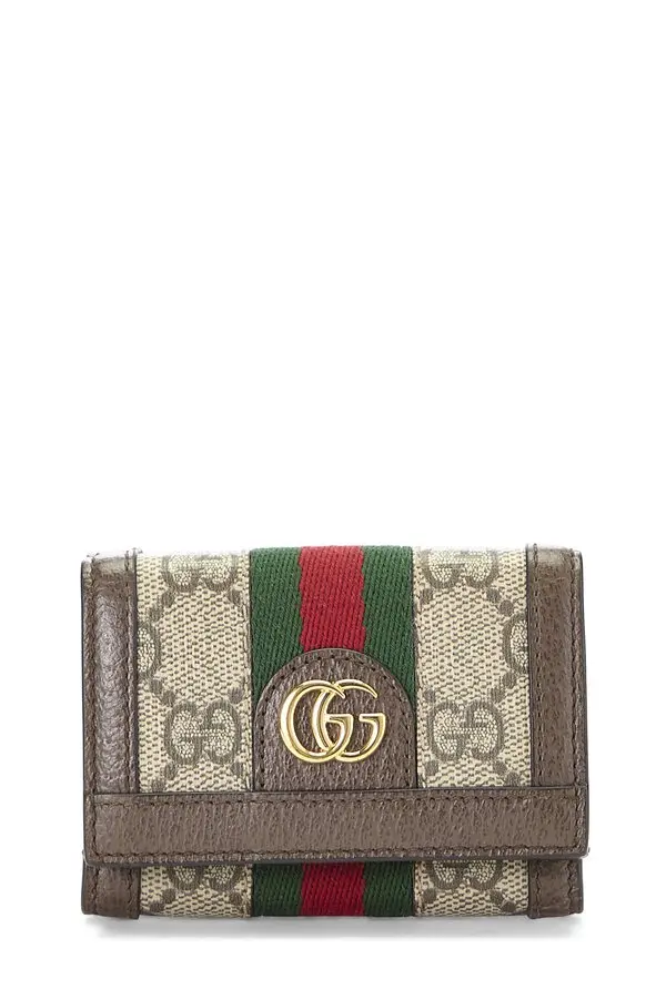 Gucci Original Gg Supreme Canvas Ophidia Compact Wallet - Brown