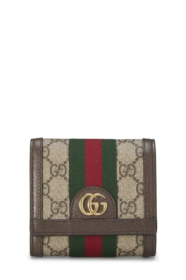 Gucci Original Gg Supreme Canvas Ophidia Compact Wallet - Brown