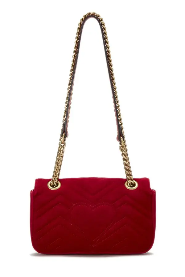 Gucci Velvet Gg Marmont Shoulder Bag - Red
