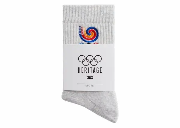 Kith Olympics Heritage Seoul Mid Crew Sock - Light Heather Grey