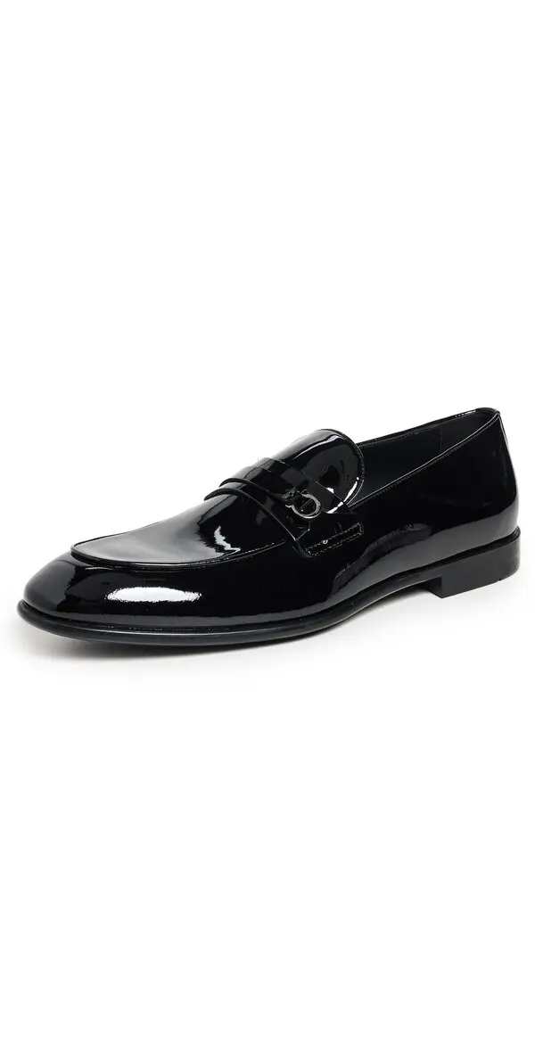 FERRAGAMO Patent Leather Formal Loafers - Nero